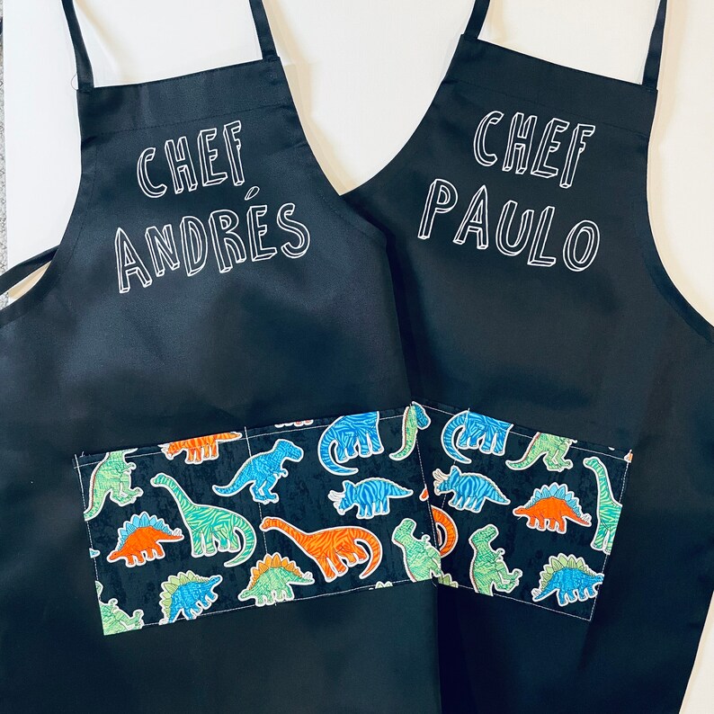 Custom Dinosaur Kids Apron – Personalized Name, Chef Artist Apron - Etsy