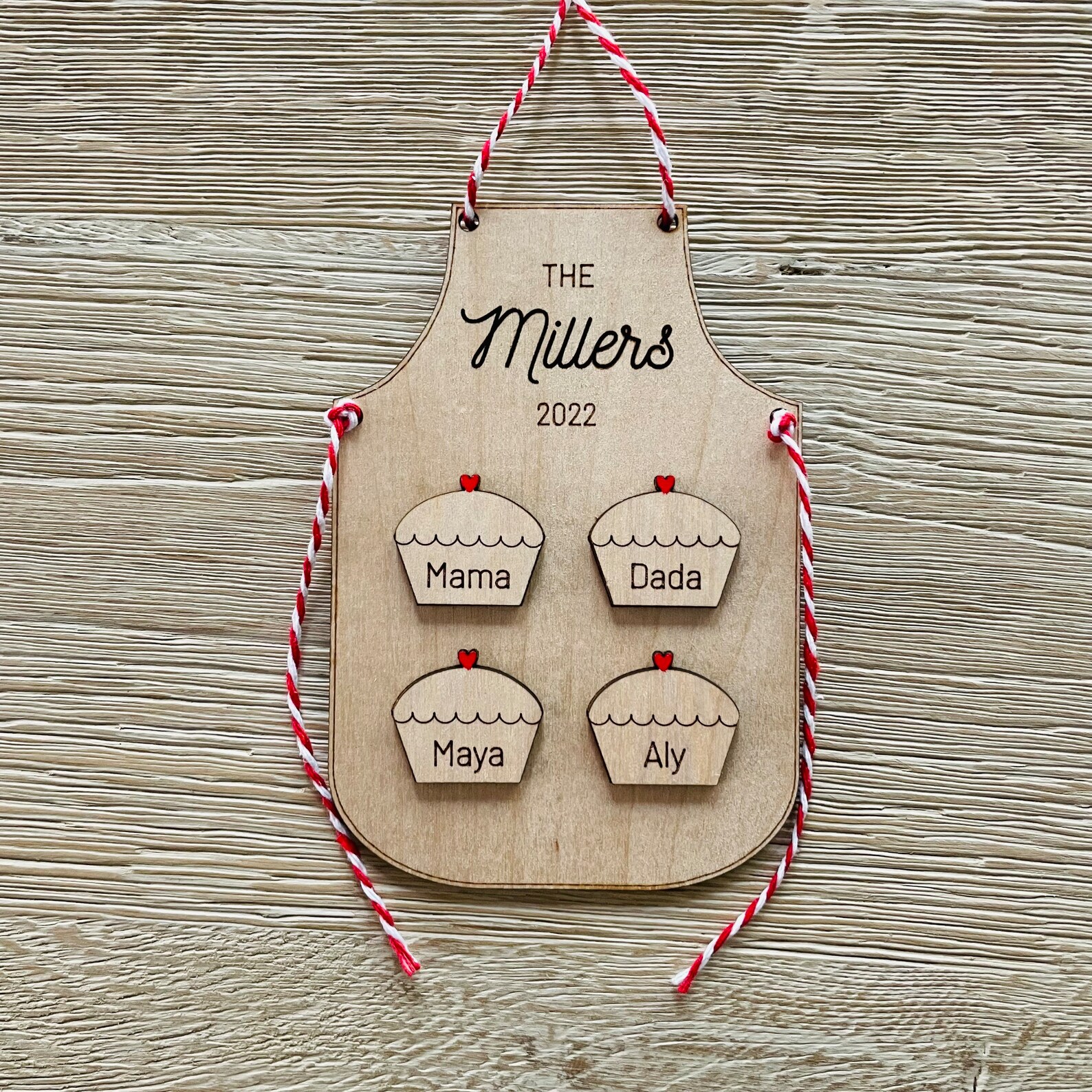 Personalized Family Ornament, Cupcakes, Christmas Tree Ornament, Modern ...