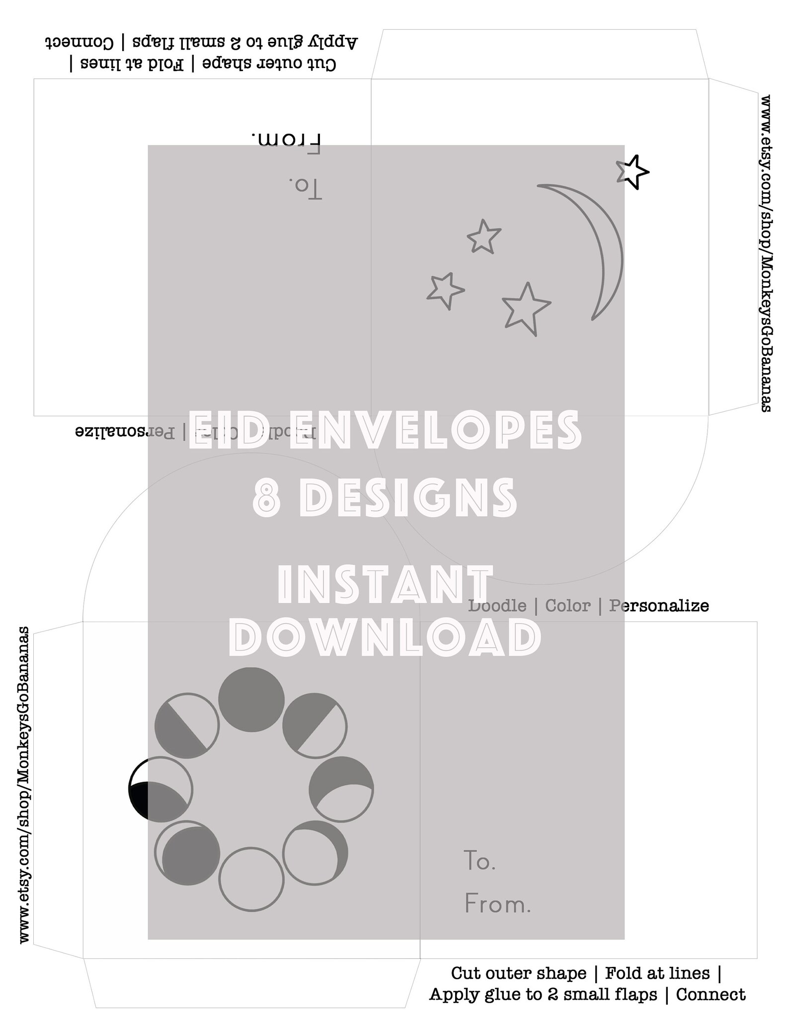 Printable Eid Envelopes Instant Download 8 Designs Eid - Etsy