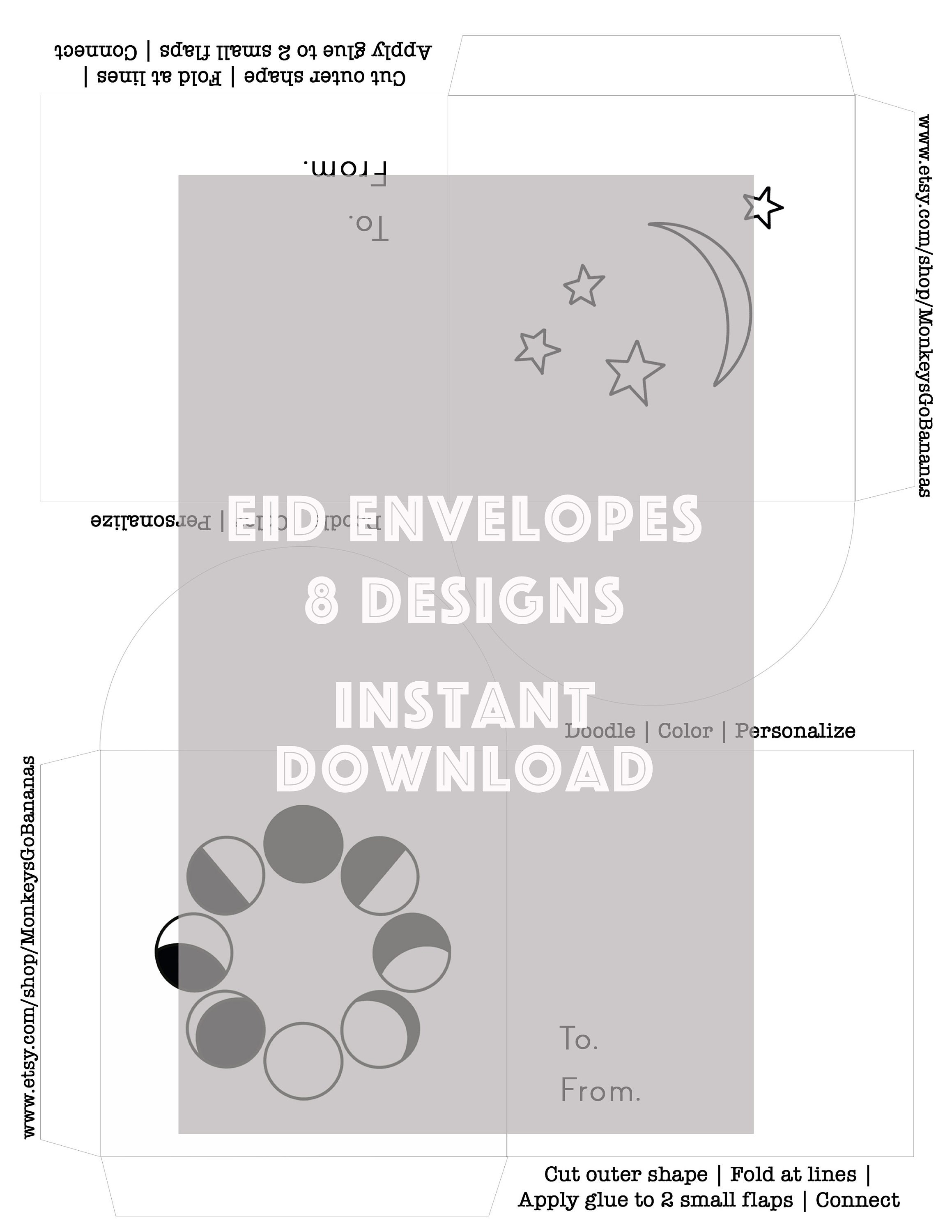 Printable Eid Envelopes Instant Download 8 Designs Eid - Etsy UK
