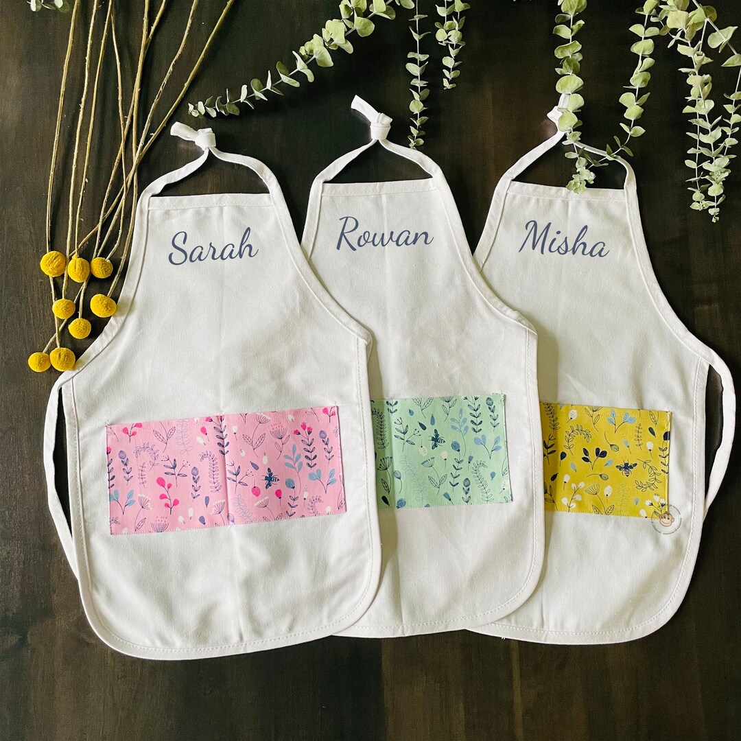Floral Name Apron - Toddler - Kids - Tween - Adult - Personalized With ...