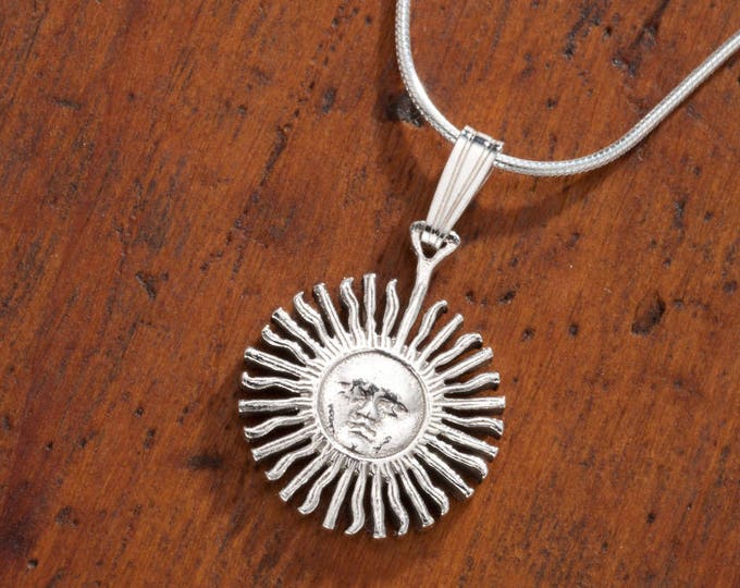 Sterling Silver Sun Pendant, Hand Cut Sterling Silver Argentina Sun ...