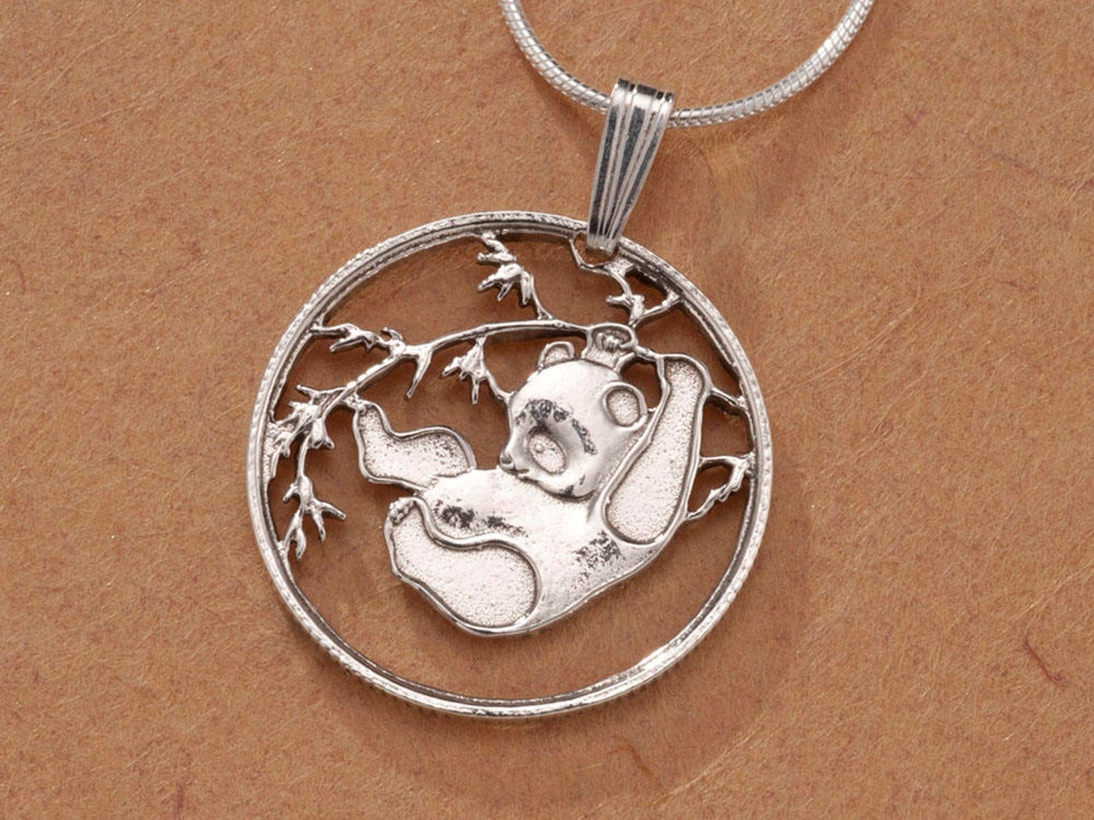 Sterling Silver Panda Bear Pendant and Necklace Hand Cut - Etsy