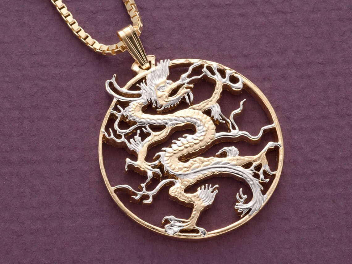 Dragon Pendant and Necklace Jewelry Chinese Dragon Coin Hand - Etsy