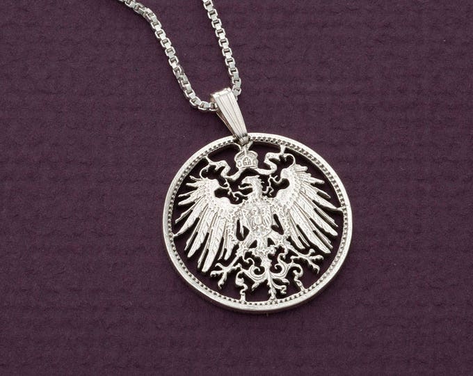 Sterling Silver German Eagle Pendant and Necklace, Hand Cut Silver ...