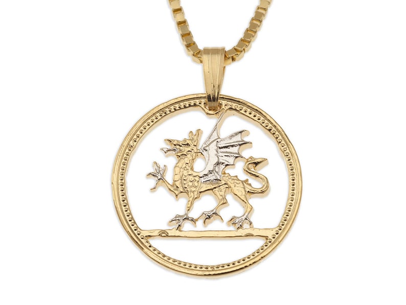 Welsh Dragon Pendant, Wales One Pound Coin Hand Cut,7/8" in Diameter ...