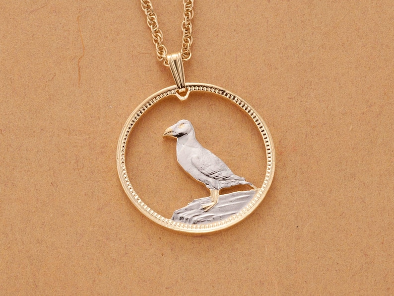 Puffin Pendant and Necklace Lundy One Puffin Coin Hand Cut - Etsy