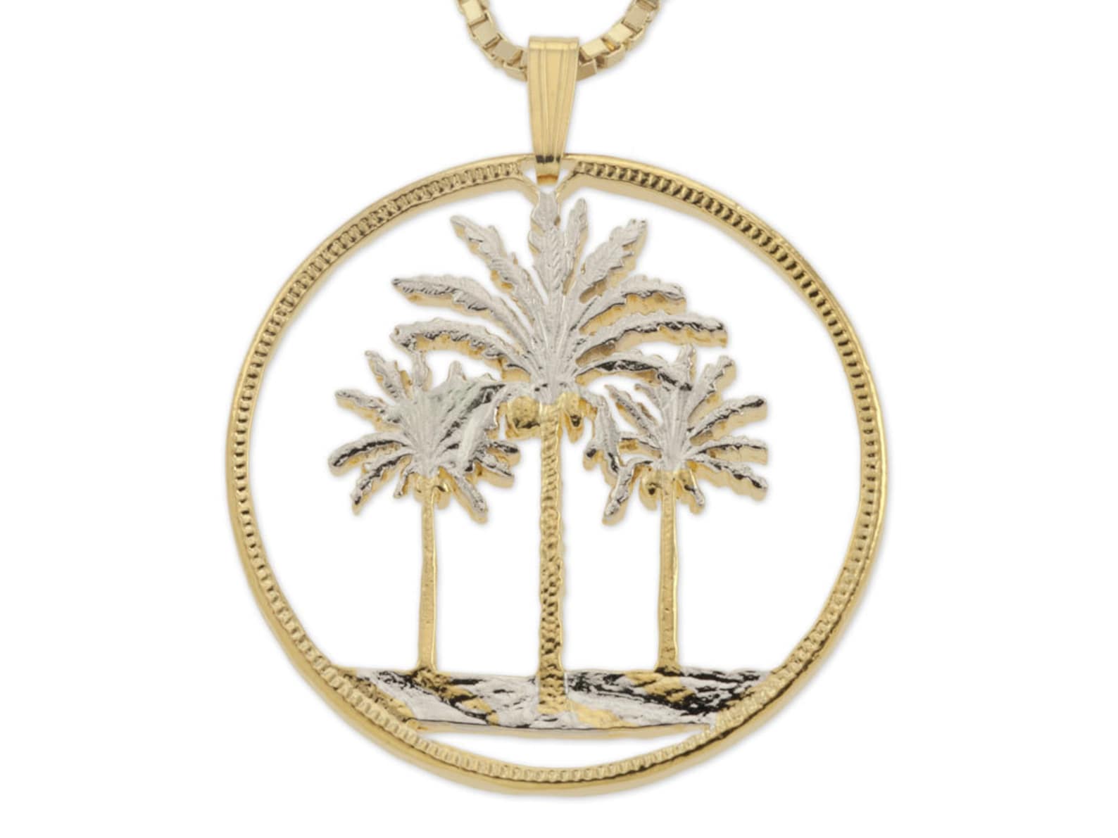 Palm Tree Pendant and Necklace Iraq Palm Tree Coin Hand Cut - Etsy