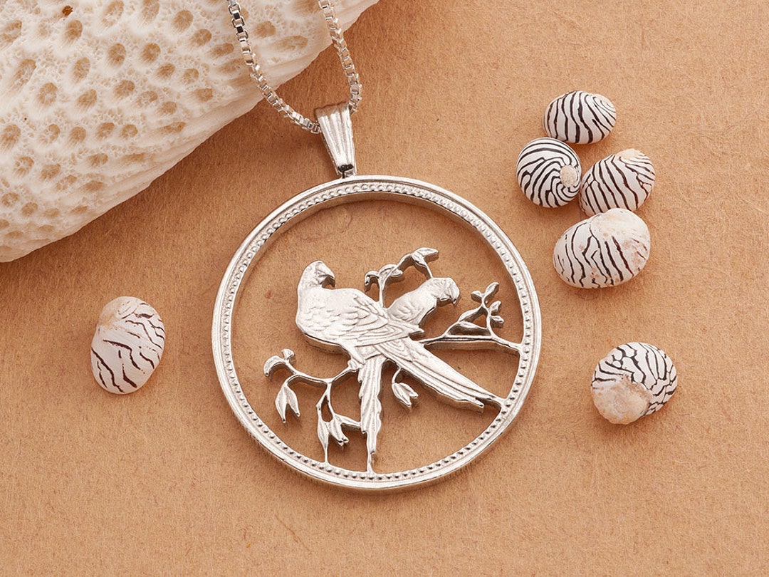 Hand Cut Sterling Silver Macaw Pendant: Belize Coin Necklace - Etsy