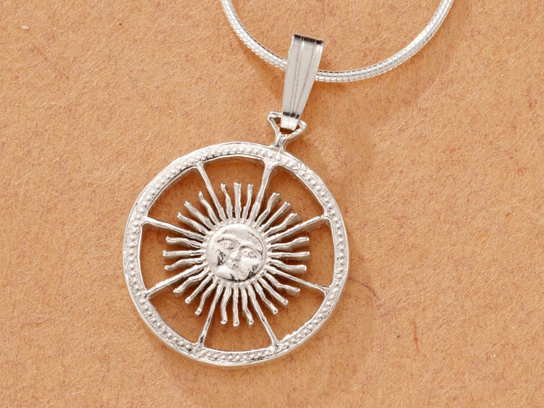 Sterling Silver Sun Pendant, Hand Cut Argentina Peso Sun Coin, Mythical ...