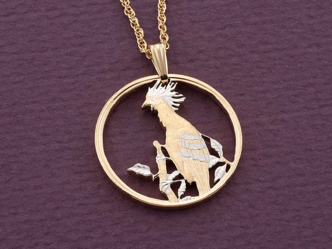 Gold Plated Tropical Bird Coin Pendant: Trinidad Jewelry - Etsy