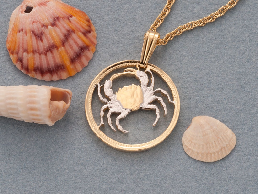 Crab Pendant, Hand Cut Malta Coin, 3/4" in Diameter, (# R 840) - Etsy