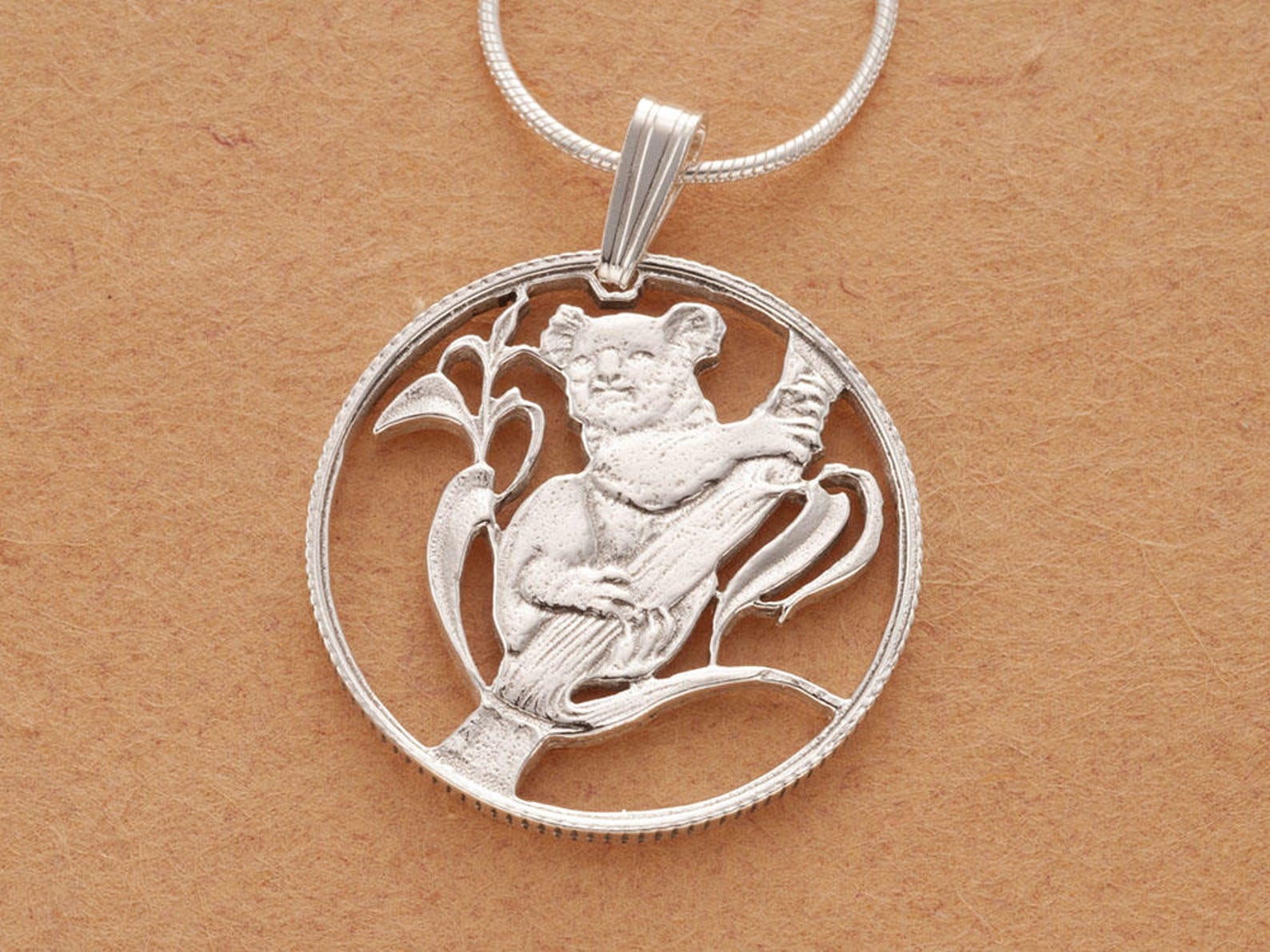 Sterling Silver Koala Bear Pendant and Necklace Hand Cut - Etsy