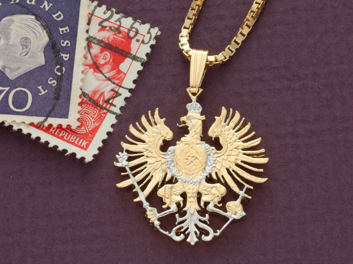 German Eagle Pendant and Necklace German Eagle Coin Hand Cut | Etsy