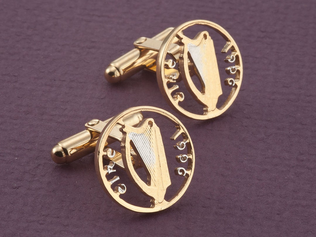 Irish Harp Cuff Links, Ireland Coin Jewelry, Irish Cuff Links, Irish ...