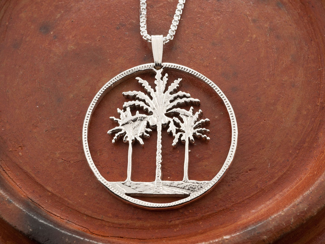 Palm Tree Pendant, Silver Palm Tree Necklace, Tropical Jewelry, Iraq ...