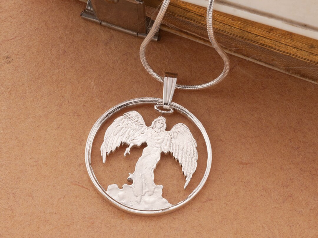 Sterling Silver Guardian Angel Pendant, Silver Angel Necklace, Sterling ...