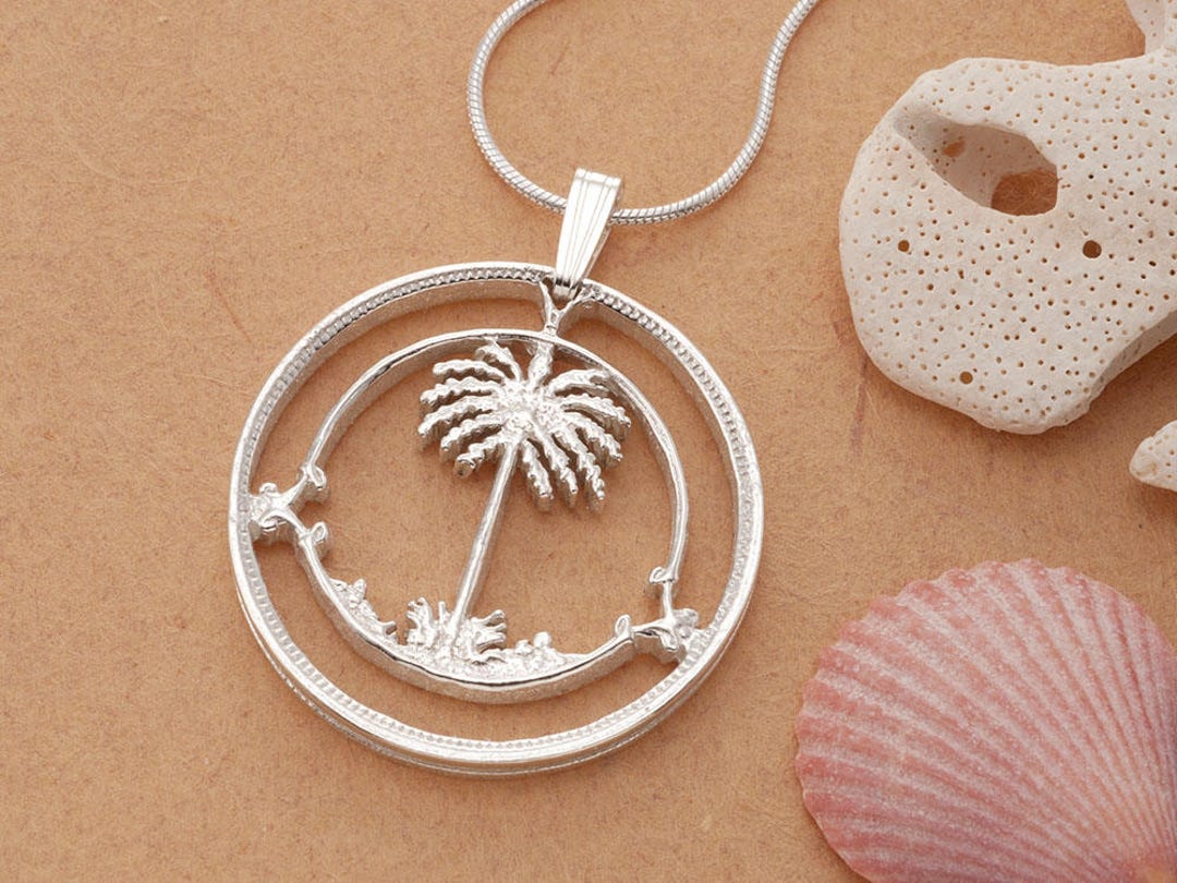 Sterling Silver Palm Tree Pendant, Silver Palm Tree Jewelry, Hand Cut ...