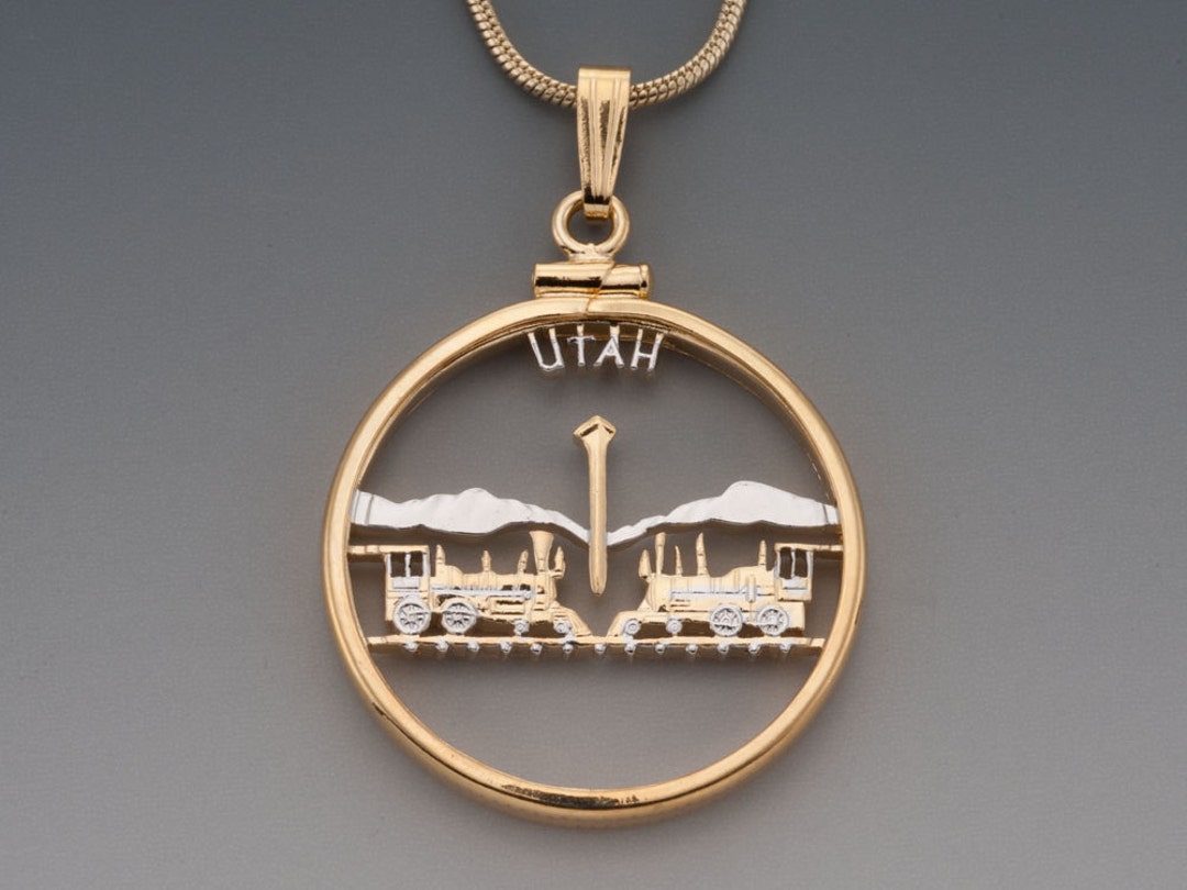 Hand Cut Utah State Quarter Pendant: 14K Gold & Rhodium Plated - Etsy