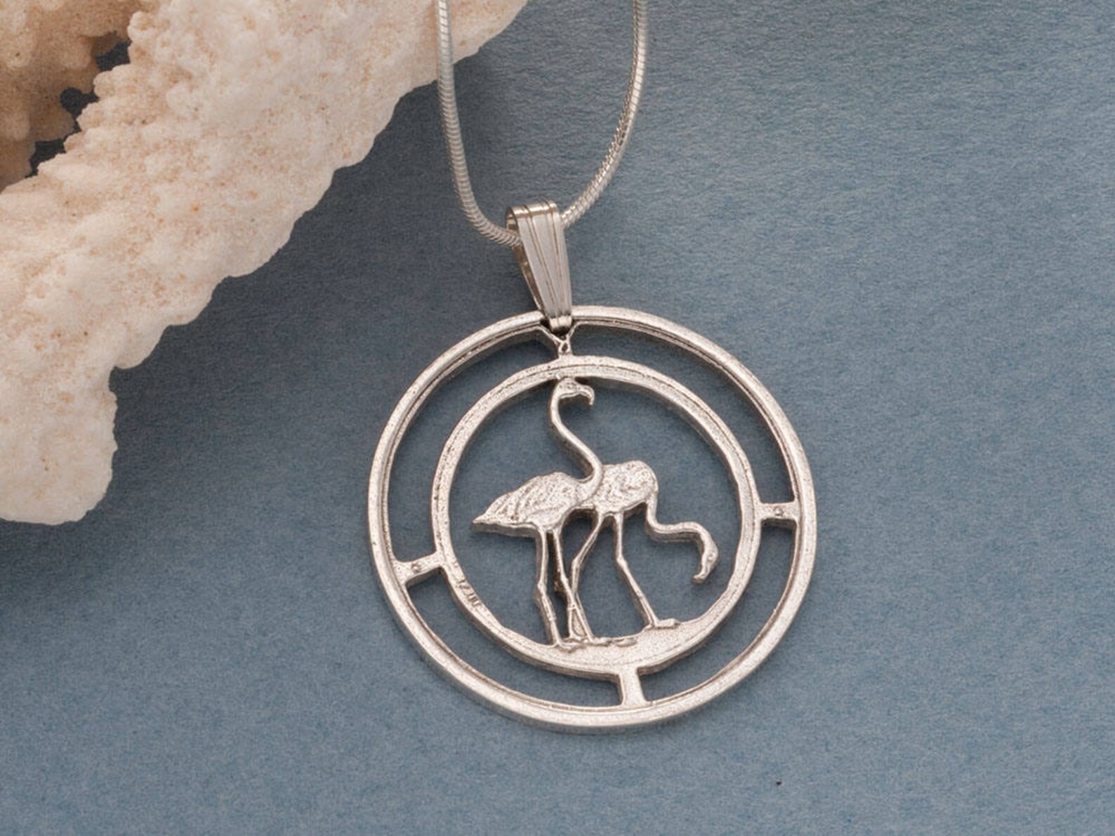 Sterling Silver Flamingo Pendant Hand Cut Flamingo Coin - Etsy
