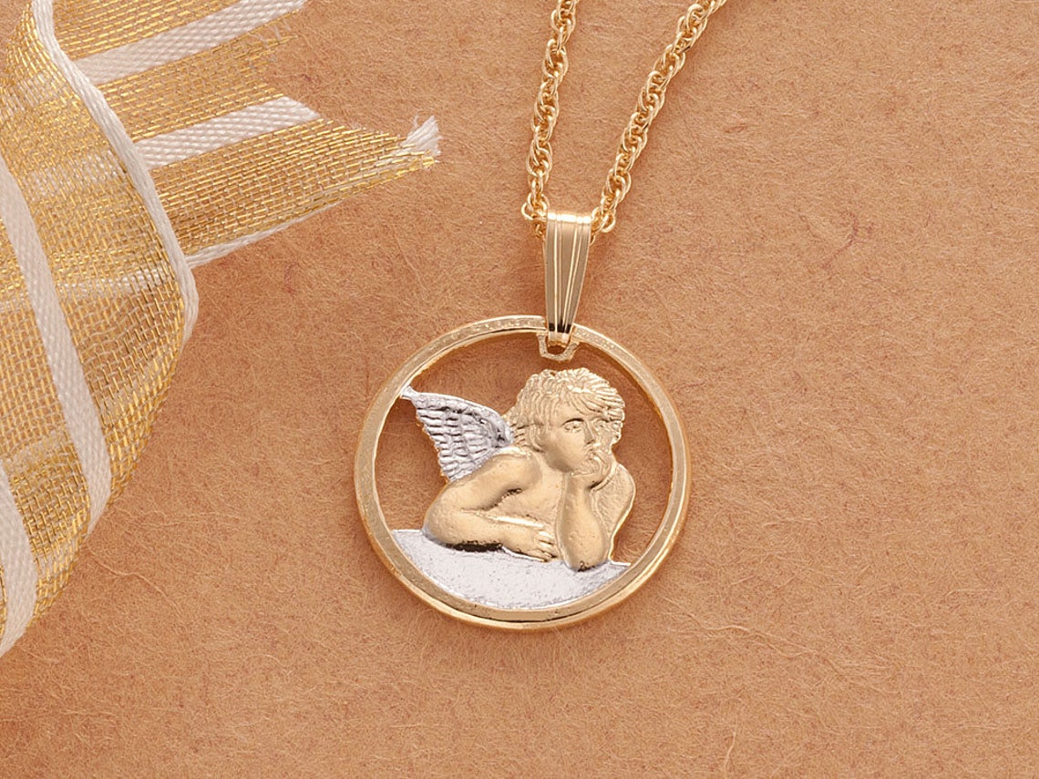 Angel Pendant, Michaelangelos Angel Medallion Hand Cut, 5/8" in ...