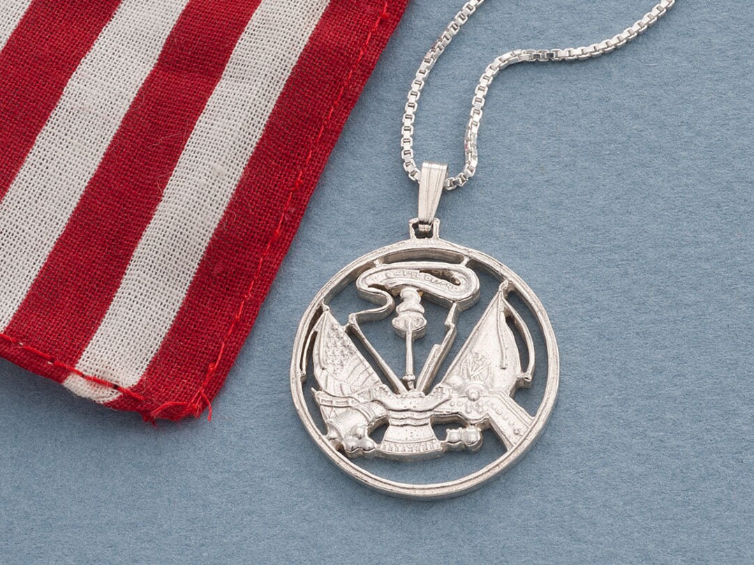 Hand Cut Sterling Silver Army Pendant Necklace: Military Jewelry - Etsy