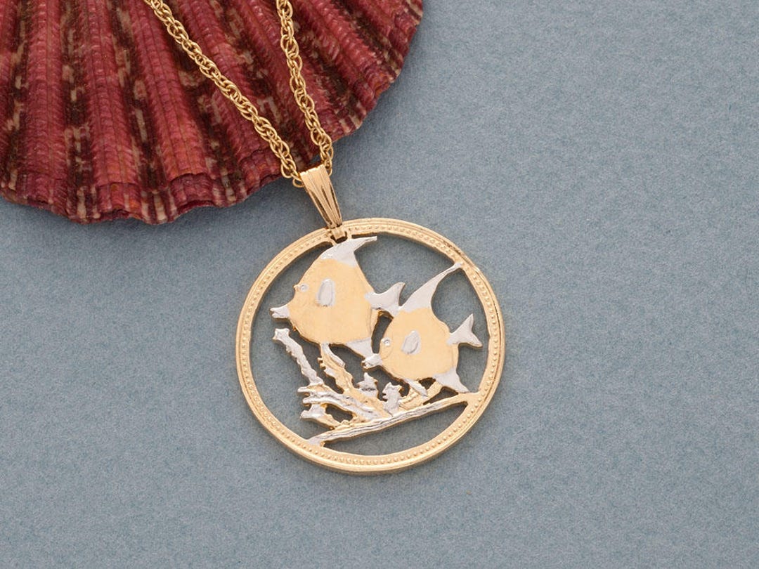 Tropical Fish Pendant and Necklace Jewelry, Belize Fish Coin Hand Cut ...