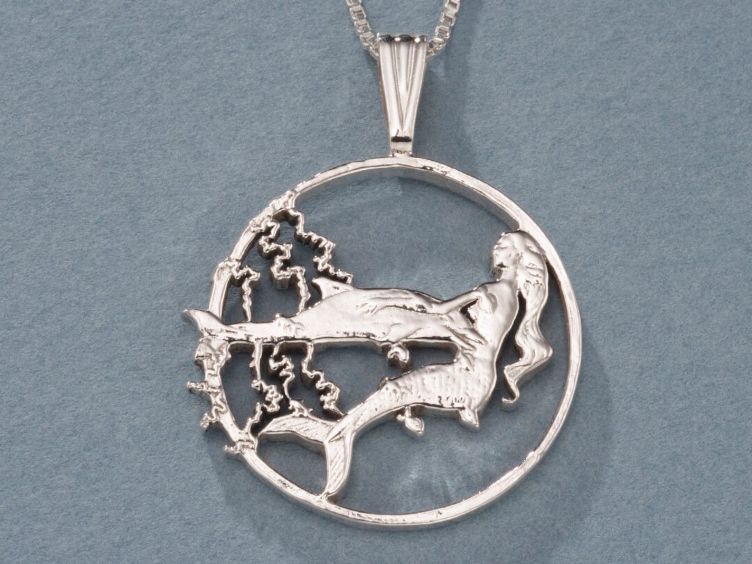 Hand Cut Sterling Silver Mermaid Pendant: Gibraltar Coin Jewelry - Etsy