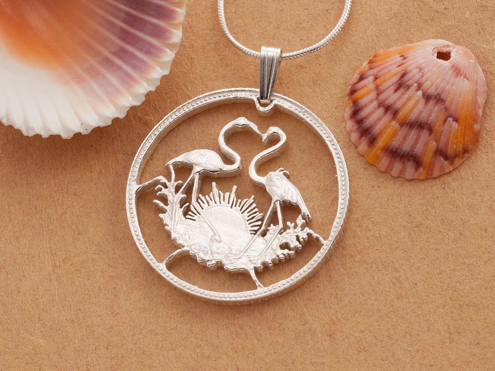 Silver Flamingos Pendant Hand Cut Bahamas Flamingo Coin - Etsy