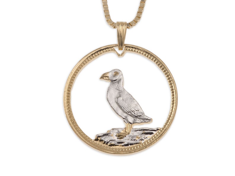 Puffin Pendant and Necklace Lundy One Puffin Coin Hand Cut - Etsy