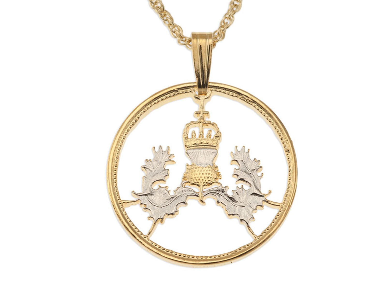 Scottish Thistle Pendant and Necklace British 5 Pence - Etsy