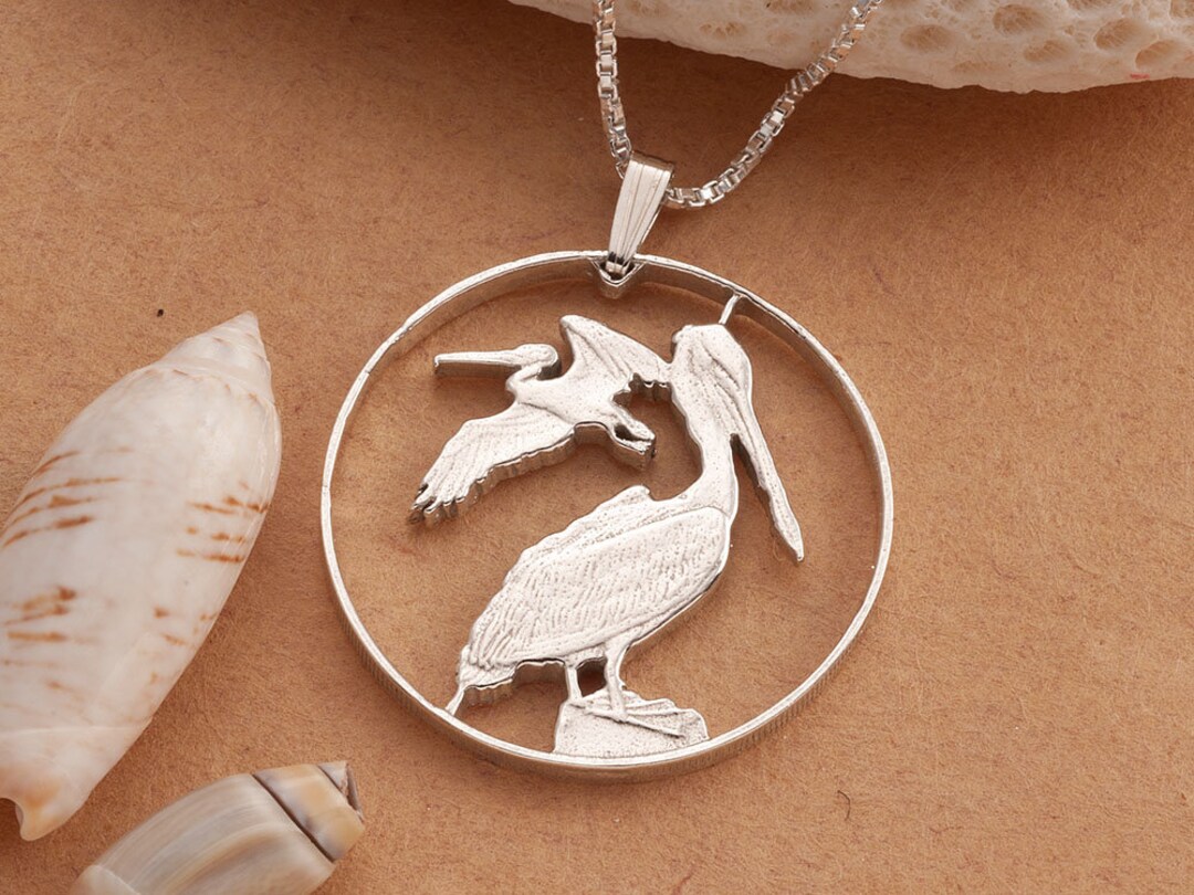 Sterling Silver Pelican Pendant: British Virgin Islands Coin Necklace ...