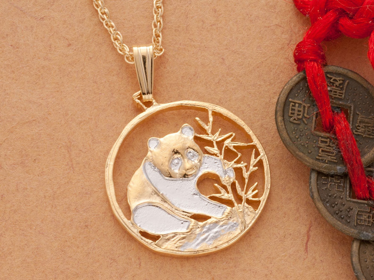 Panda Bear Pendant and Necklace Chinese Panda Bear Coin Hand - Etsy