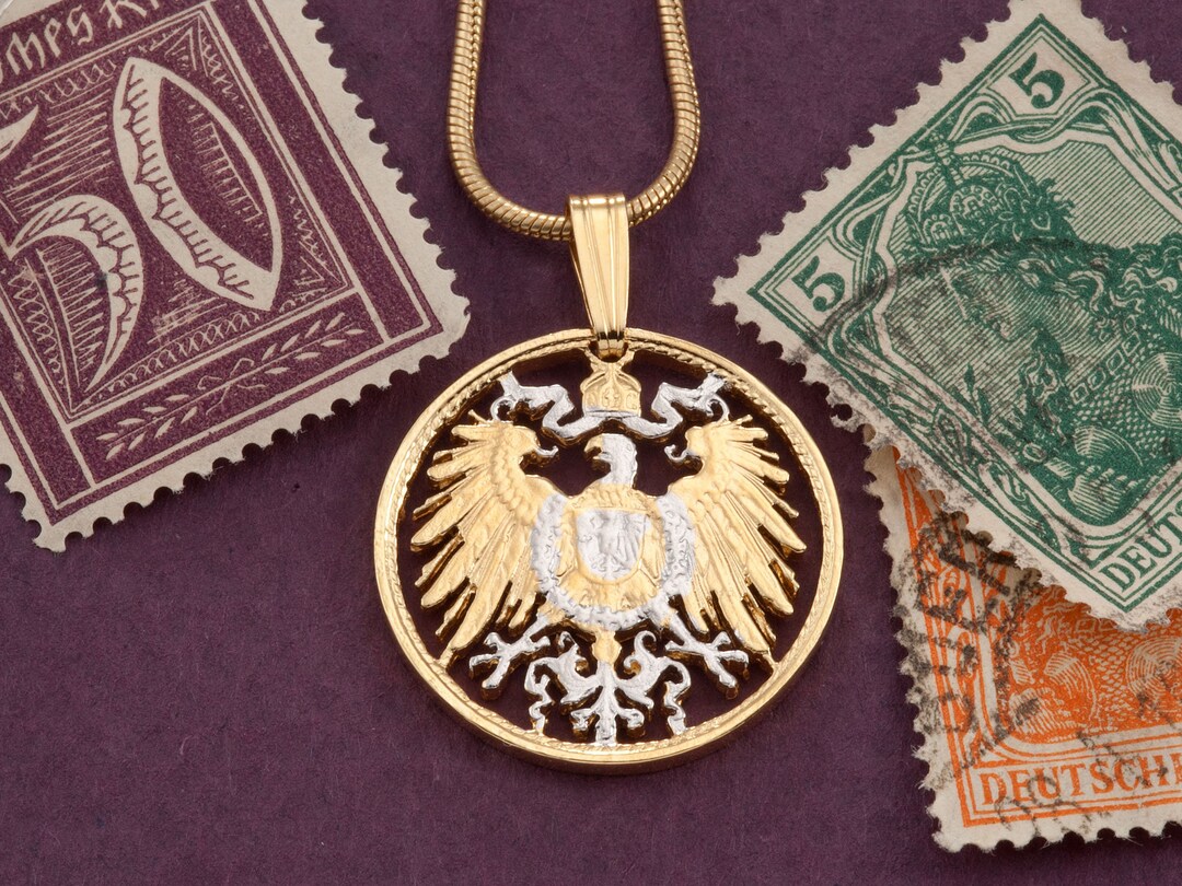 German Eagle Pendant, Germany Coin Jewelry, Ethnic Coin Jewelry, Eagle ...