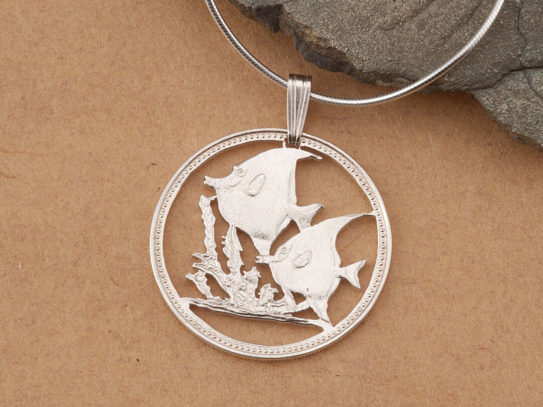 Hand Cut Belize Coin Pendant: Sterling Silver Tropical Fish Jewelry - Etsy