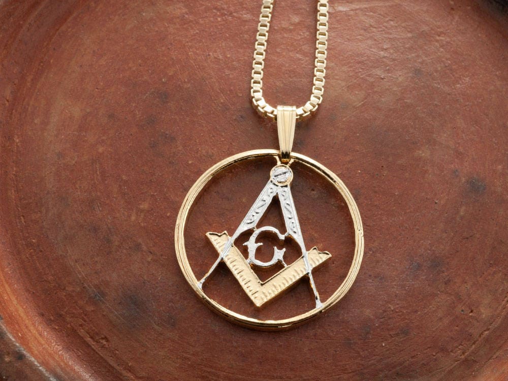 Masonic Emblem Pendant and Necklace, Masonic Medallion Hand Cut, 14 ...