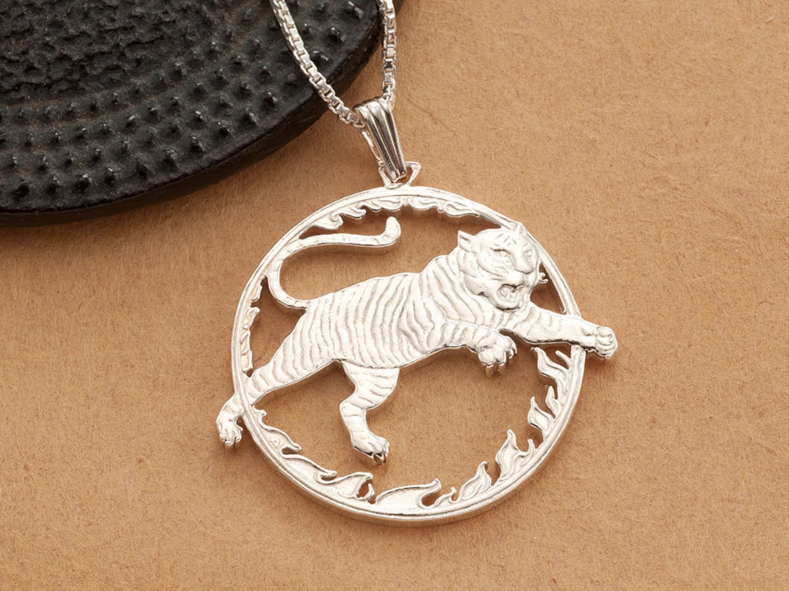 Sterling Silver Tiger Pendant Chinese Year of the Tiger - Etsy