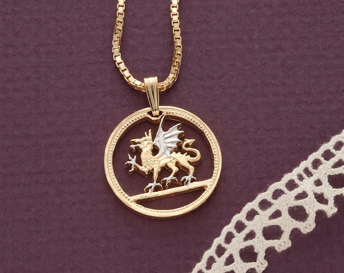 Welsh Dragon Pendant, Wales One Pound Coin Hand Cut,7/8" in Diameter ...