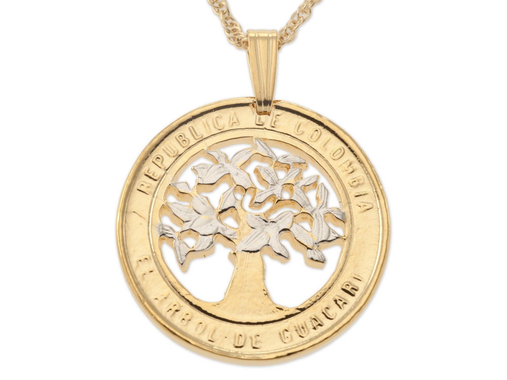 Columbia Coin Pendant Guacari Tree Coin Hand Cut Coin - Etsy Canada