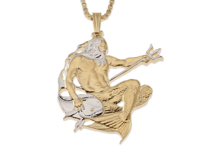 Neptune Pendant and Necklace Barbados Coin Jewelry Hand Cut - Etsy