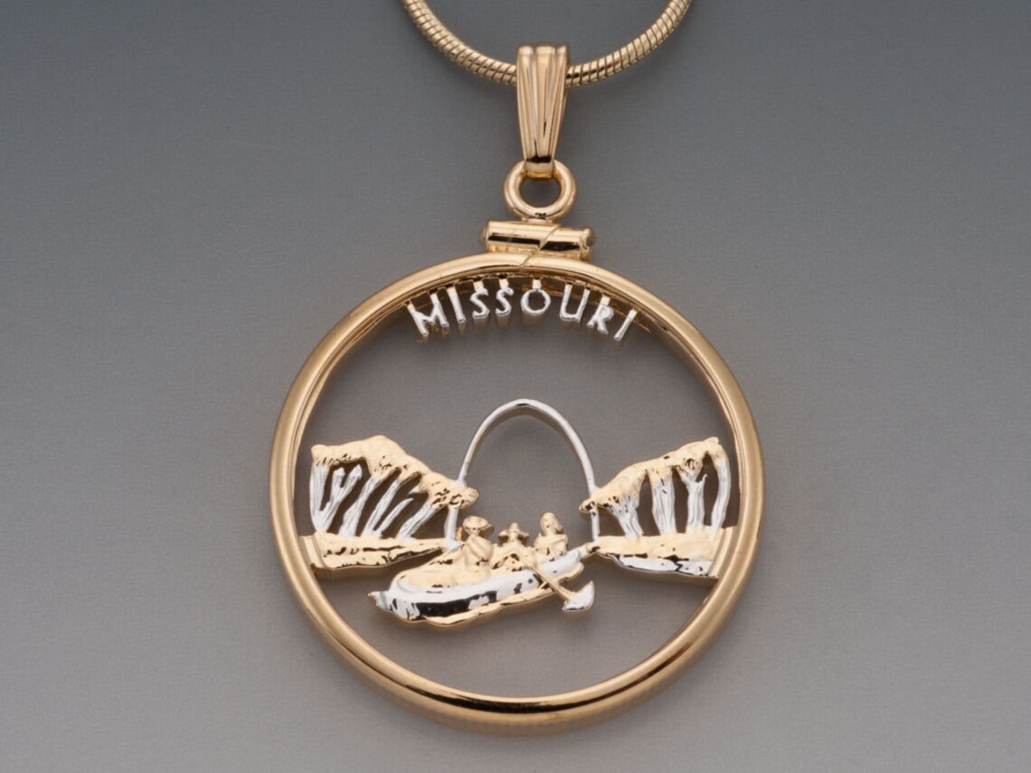 Missouri State Quarter Pendant, Hand Cut United States Missouri Quarter ...