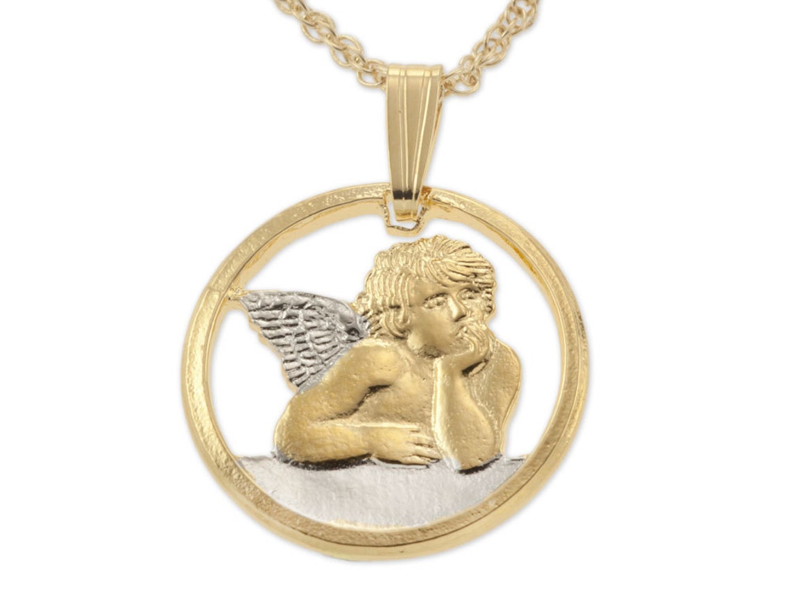 Angel Pendant, Michaelangelos Angel Medallion Hand Cut, 5/8" in ...