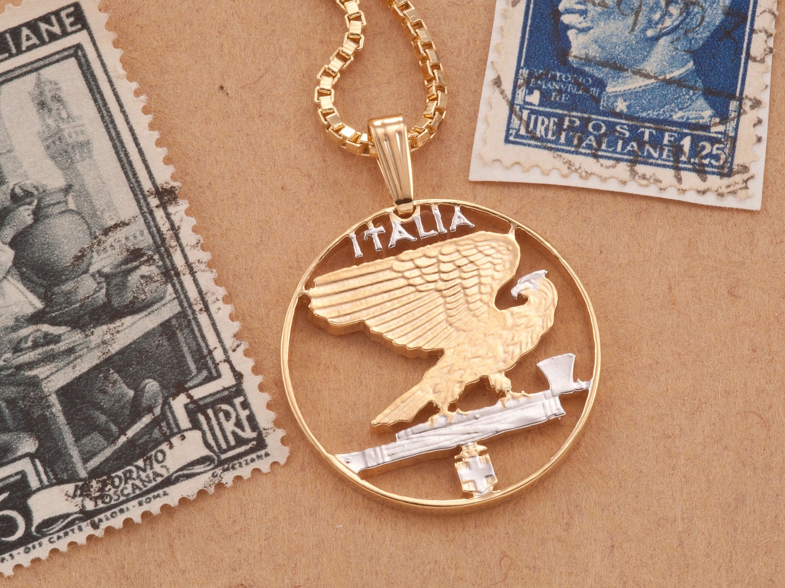 Italian Eagle Pendant Italian Necklace Italian Coin Jewelry - Etsy