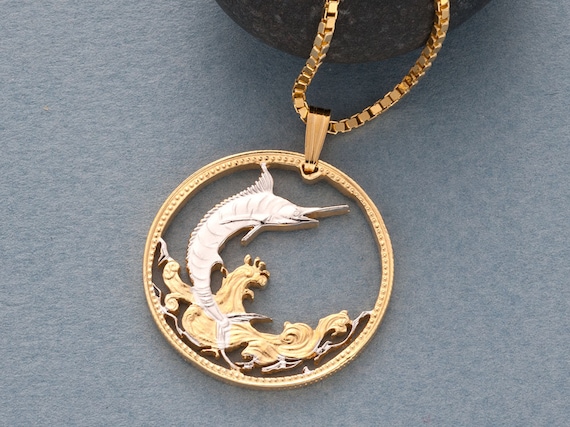 Blue Marlin Pendant Bahamas Island Coin Hand Cut Coin - Etsy