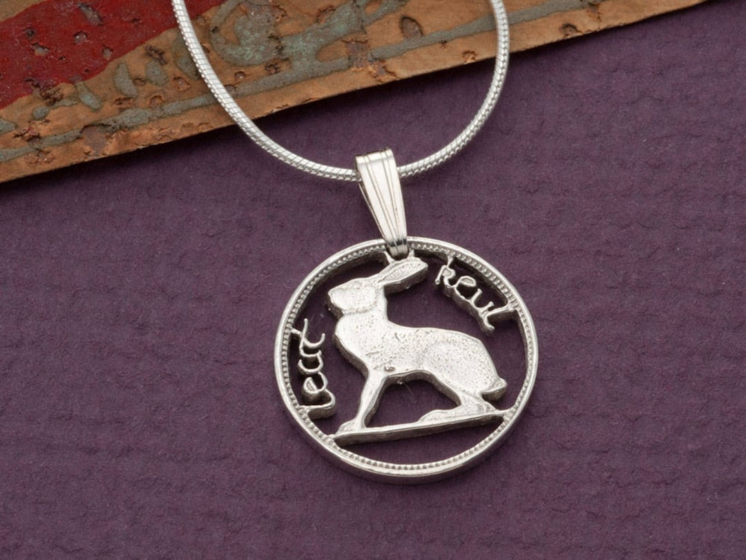 Sterling Silver Irish Rabbit Pendant, Hand Cut Ireland Three Pence ...
