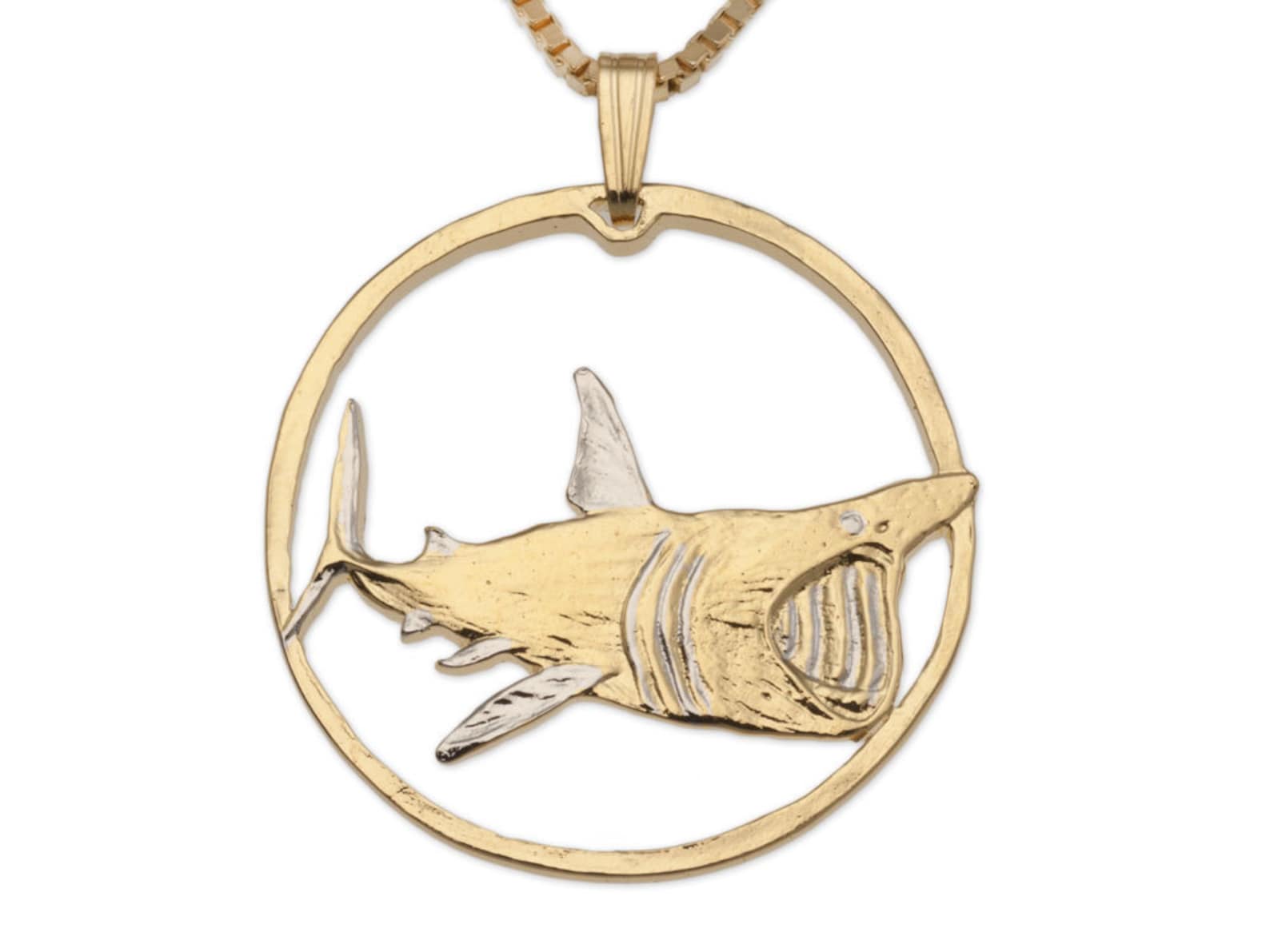 Shark Pendant Hand Cut Isle of Man Shark Coin 14 Karat Gold - Etsy