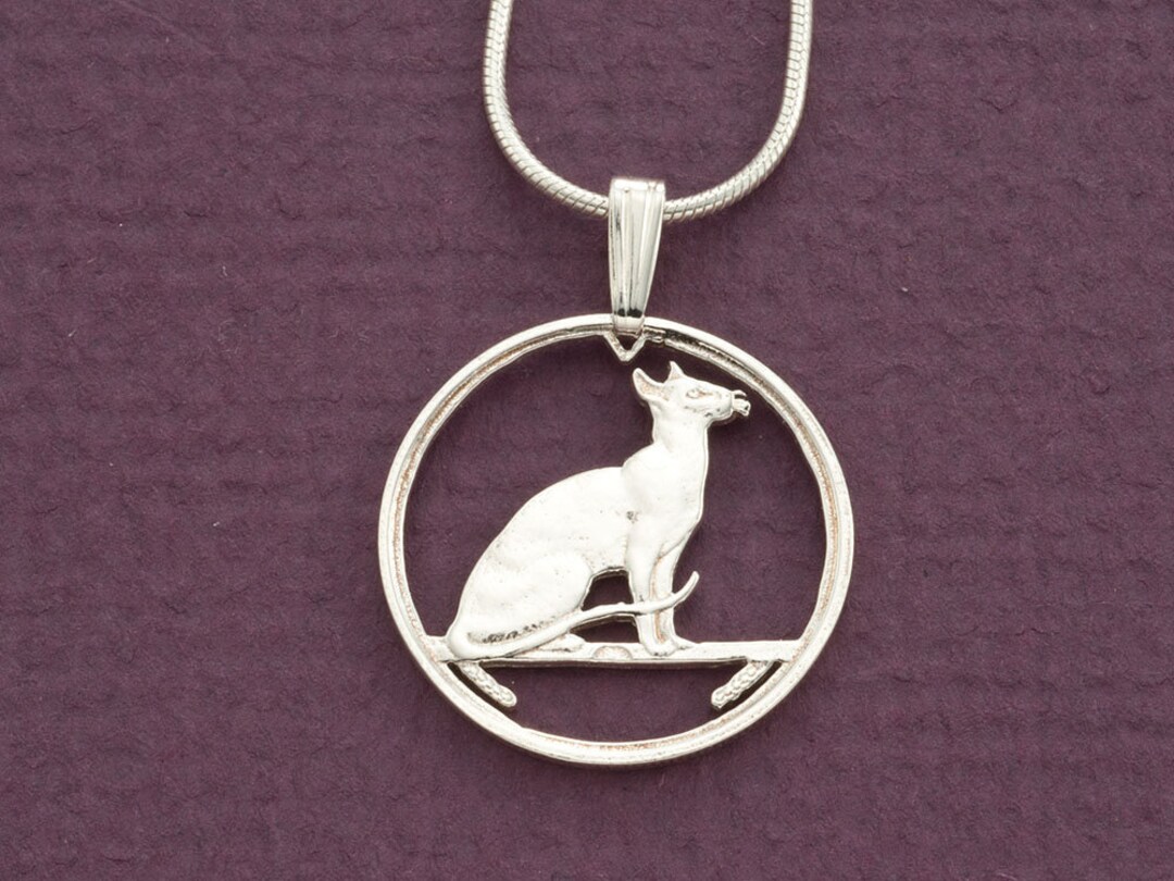 Sterling Silver Siamese Cat Pendant, Isle of Man Hand Cut Coin, 3/4" in ...