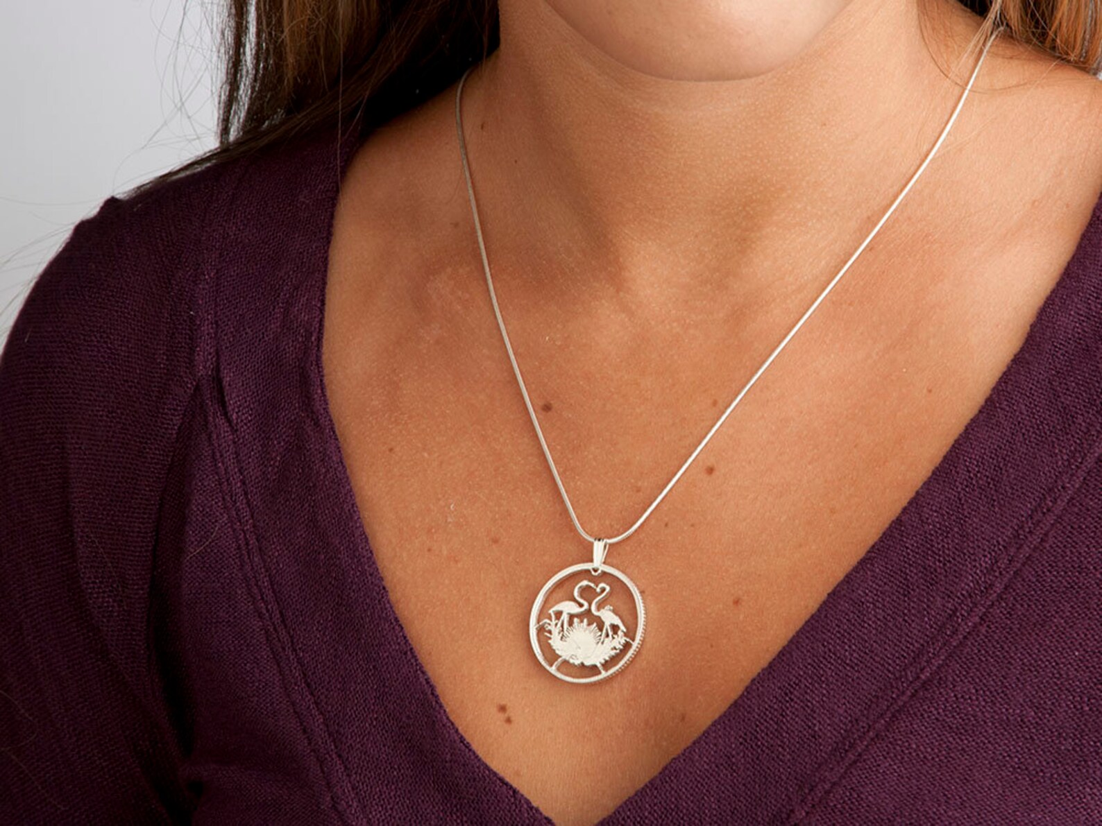 Silver Flamingos Pendant Hand Cut Bahamas Flamingo Coin - Etsy