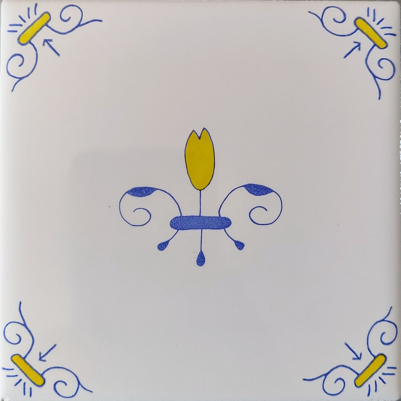 Blue and White and Yellow Delft Style Dutch Kitchen Tiles - Etsy