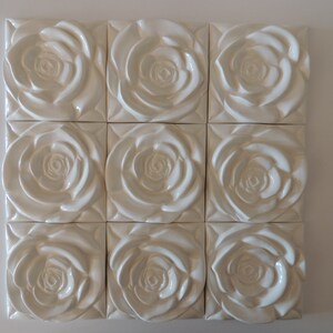 White Rose White Rose Tile Wall Decor - Etsy